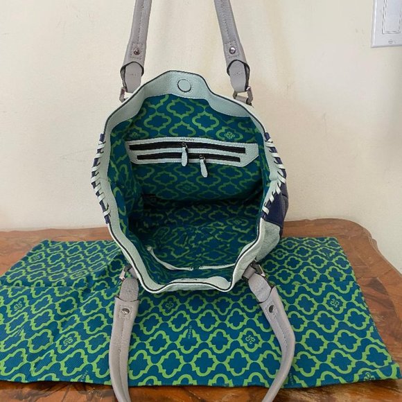 OR YANY | Bags | Yany Large Leather Handbag Tote Mint Dark Blue | Poshmark